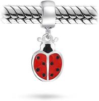 China Insect Garden Mother Baby Ladybugs Red CZ Dangle Charm Beads Good Luck for sale