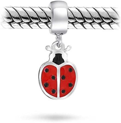 China Personalize Red Lucky Ladybug Insect Gardener Dangle Charm Beads For Women Teen for sale