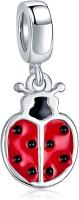 China Insect Garden Mother Baby Ladybugs Red CZ Dangle Charm Beads Good Luck for sale