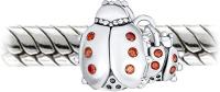 China Insect Garden Mother Baby Ladybugs Red CZ Dangle Charm Beads Good Luck for sale