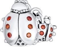 China Insect Garden Mother Baby Ladybugs Red CZ Dangle Charm Beads Good Luck for sale