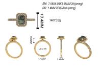 China OV6X8mm 14K Solid Gold Jewellery , Rectangle 1.3 Carat Diamond Engagement Ring for sale
