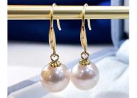 China OEM Round Pearl Earring , Classic Pearl Dangle Earrings for Wedding 9-9.5MM Dimension for sale