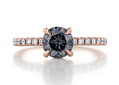 China 9K Gold Material Lab Grown Moissanite Ring Silver Grey Color 1ct 5pcs Dimension for sale