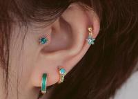 China 0.126ct 14k Gold Diamond Cartilage Earrings , 14pcs Piercing helix earrings OEM for sale