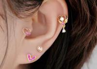 China 0.126ct 14k Gold Diamond Cartilage Earrings , 14pcs Piercing helix earrings OEM for sale