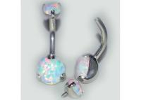 China 25mm Length 18k Gold Nose Stud , OEM Nose Ring Piercing With White Fir Opal for sale