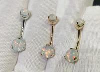 China 25mm Length 18k Gold Nose Stud , OEM Nose Ring Piercing With White Fir Opal for sale