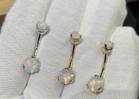 China 25mm Length 18k Gold Nose Stud , OEM Nose Ring Piercing With White Fir Opal for sale