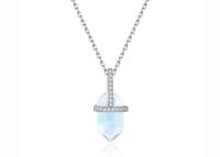 China Hexagonal Natural Moonstone Necklace , 14k Gold Cable Chain Necklace 14inch Length for sale