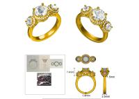 China Halo 2.1ct 3 Stone Diamond Engagement Ring Prong Setting Type RD7MM for sale