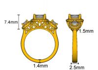 China Halo 2.1ct 3 Stone Diamond Engagement Ring Prong Setting Type RD7MM for sale