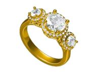 China Halo 2.1ct 3 Stone Diamond Engagement Ring Prong Setting Type RD7MM for sale