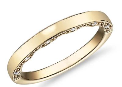 China 0.12ct Tiny 14K Yellow Gold Jewelry , Yellow Gold Diamond Wedding Bands EX Cut ODM for sale