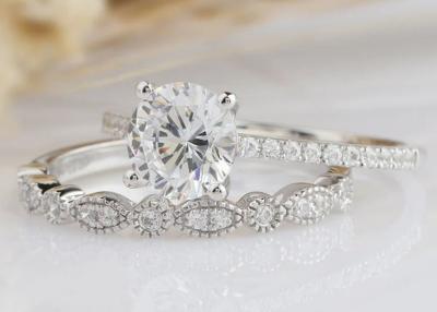 China 18K White Gold Diamond Engagement Wedding Rings 1.25CT 6.5mm ODM for sale