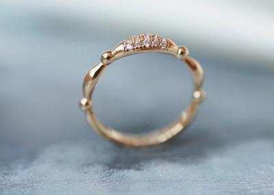 China 14K Rose Gold Real Diamond Jewellery Ring Dainty OEM ODM for Wedding for sale