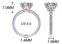 China OEM 18k White Gold Diamond Ring , Cushion Cut Engagement Ring 8.13×7.87×5.13mm for sale