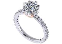 China OEM 18k White Gold Diamond Ring , Cushion Cut Engagement Ring 8.13×7.87×5.13mm for sale
