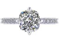 China OEM 18k White Gold Diamond Ring , Cushion Cut Engagement Ring 8.13×7.87×5.13mm for sale
