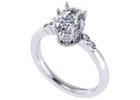 China Oval Cut 18k White Gold Engagement Ring 8.0×6.0mm Dimension ODM for sale