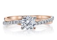 China 2 Tone Color 9K Silver Ring With 6mm Moissanite Diamond 0.81ct for sale