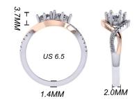 China Round Cut 9K Silver Ring 9 Carat Romantic 2 Tone Color ODM For Wedding for sale