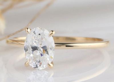 China 1.5ct Oval Cut Lab Grown Moissanite Ring 14K Gold Material 0.7×0.9cm size for sale