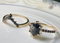 China Hexagon Black Moissanite Engagement Ring , 0.78ct 19pcs Lab Created Moissanite Engagement Rings for sale