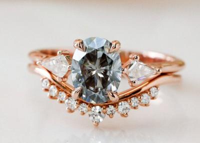 China 1ct Lab Grown Moissanite Ring 9K Grey color for engagement ODM for sale