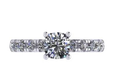 China 6x6mm 14k Solid Gold Jewellery , 24pcs 1.44ct Natural Diamond Engagement Ring for sale