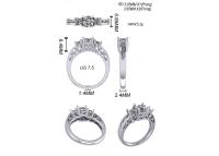 China 0.8ct 14k Solid Gold Jewellery , Prong Setting RD5.85mm Diamond Three Stone Ring for sale