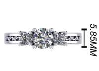 China 0.8ct 14k Solid Gold Jewellery , Prong Setting RD5.85mm Diamond Three Stone Ring for sale