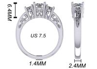 China 0.8ct 14k Solid Gold Jewellery , Prong Setting RD5.85mm Diamond Three Stone Ring for sale