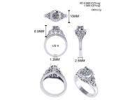 China White Gold Lab Made Diamond Engagement Rings Brilliant Cut 1ct RD6.5MM size for sale