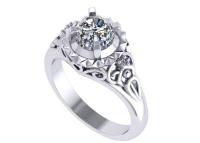 China White Gold Lab Made Diamond Engagement Rings Brilliant Cut 1ct RD6.5MM size for sale