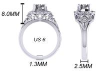 China White Gold Lab Made Diamond Engagement Rings Brilliant Cut 1ct RD6.5MM size for sale