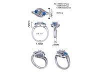 China 0.8 Carat Natural Blue Topaz Ring Prong Setting Type for Engagement for sale