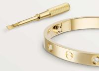 China 0.42ct 38.05g 18K Solid Gold Jewellery Natural Diamond Love Bracelet oDM for sale