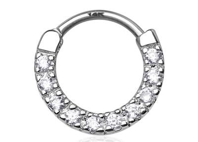 China Seamless Hinged Cartilage Clicker Ring , 14k White Gold Nose Ring for sale