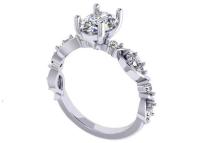 China 6.4mm 18k White Gold Diamond Engagement Ring , Oval Shape Diamond Ring OEM ODM for sale
