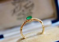 China 0.51ct Natural Green Emerald Ring , 18K Gold Diamond Ring for Wedding for sale