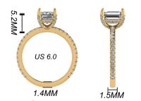 China Emerald Cut 18K Rose Gold Ring Wiith 7.58×5.83mm Dimension Natural Diamond OEM for sale