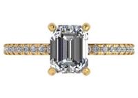 China Emerald Cut 18K Rose Gold Ring Wiith 7.58×5.83mm Dimension Natural Diamond OEM for sale
