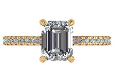 China Emerald Cut 18K Rose Gold Ring Wiith 7.58×5.83mm Dimension Natural Diamond OEM for sale
