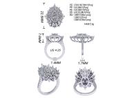 China 1.5ct 49pcs Classic Halo Diamond Engagement Ring White Gold Color Plated ODM for sale