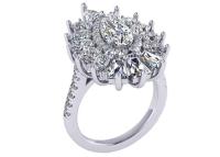 China 1.5ct 49pcs Classic Halo Diamond Engagement Ring White Gold Color Plated ODM for sale