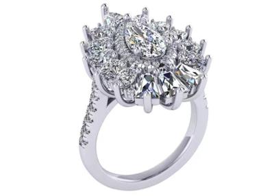 China 1.5ct 49pcs Classic Halo Diamond Engagement Ring White Gold Color Plated ODM for sale