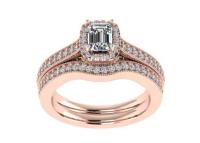 China 0.8ct 14K Solid Gold Jewellery , rose gold engagement ring set RA5.6×4.5MM for sale