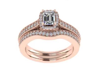 China 0.8ct 14K Solid Gold Jewellery , rose gold engagement ring set RA5.6×4.5MM for sale