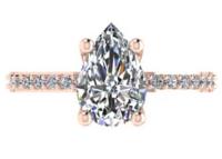 China Pear Cut 18k Rose Gold Wedding Ring 10.67x7.23x4.1mm for Engagement for sale